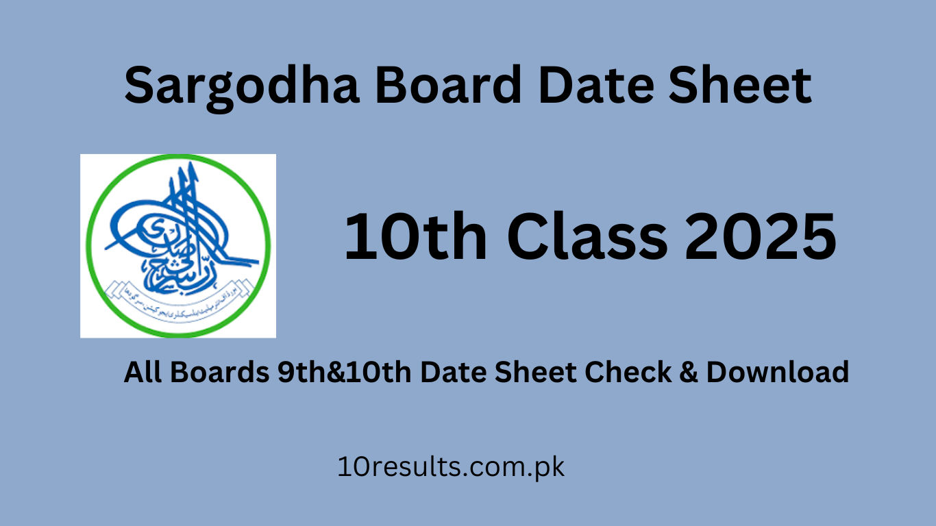 10th Class Date Sheet Sargodha Board 2025 - 10thresults.com.pk